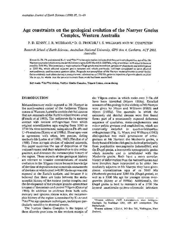 (PDF) Age constraints on the geological evolution of the Narryer Gneiss ...
