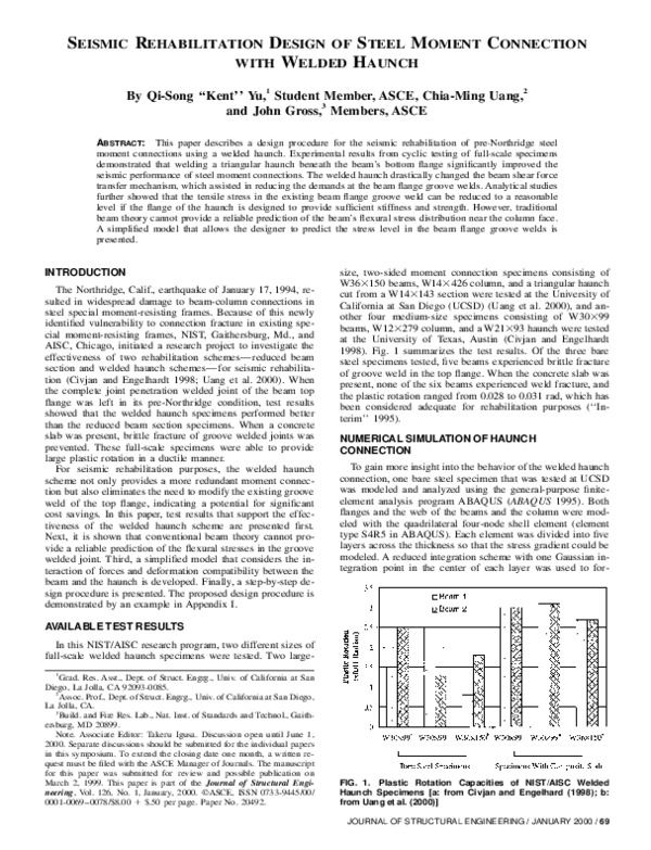 (PDF) Seismic Rehabilitation Design of Steel Moment Connection with ...
