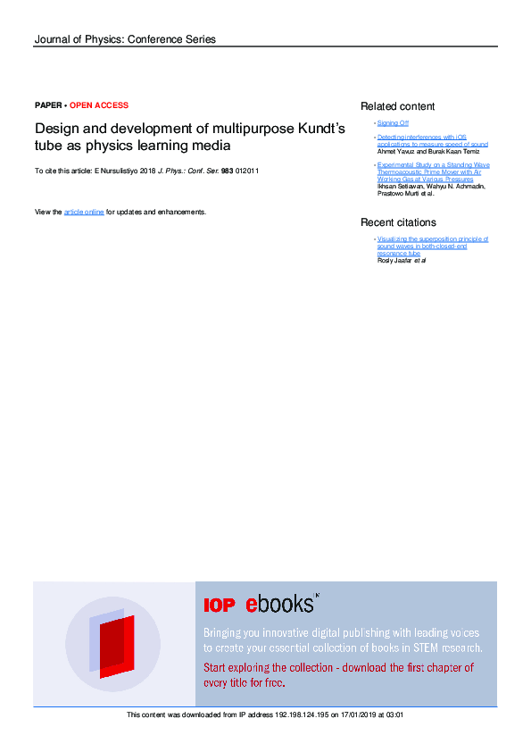 (PDF) Design and development of multipurpose Kundt’s tube as physics learning media