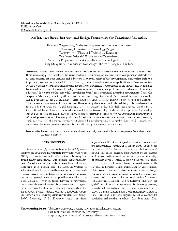 (PDF) An Internet Based Instructional Design Framework for Vocational Education