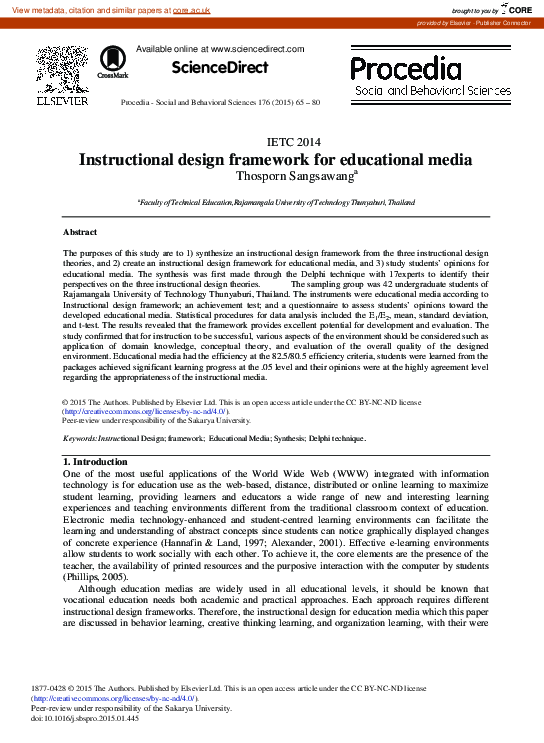 (PDF) Instructional Design Framework for Educational Media