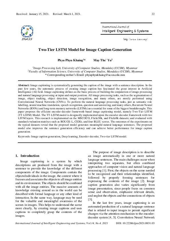 (PDF) Two-Tier LSTM Model for Image Caption Generation