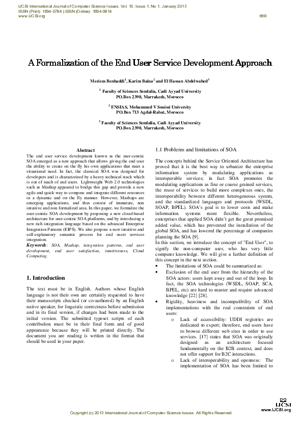 (PDF) A Formalization of the End User Service Development Approach