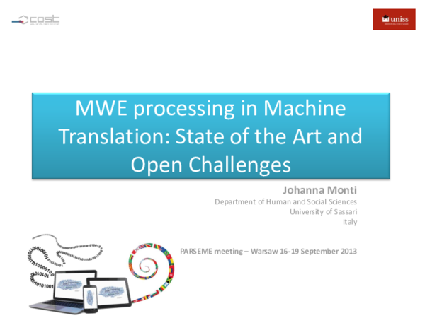 (PDF) MWE processing in Machine Translation: State of the Art and Open Challenges