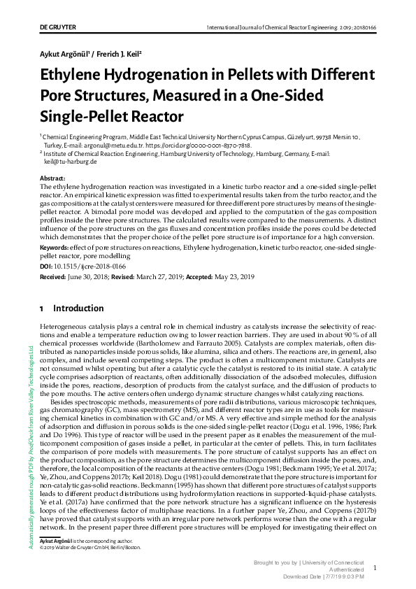 (PDF) Ethylene Hydrogenation in Pellets with Different Pore Structures ...