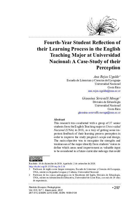 (PDF) Fourth-Year Student Reflection of their Learning Process in the ...