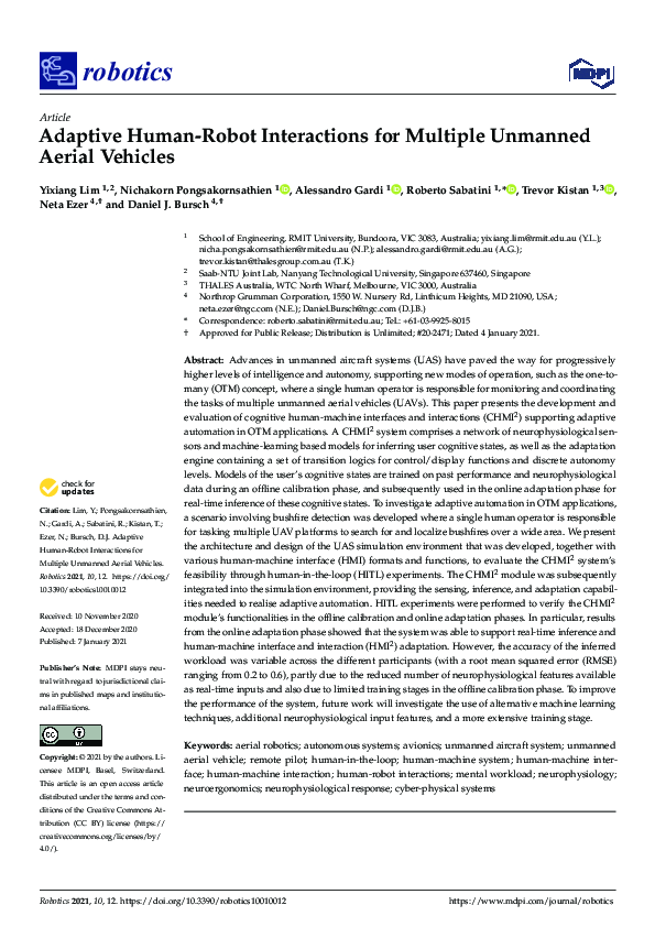 (PDF) Adaptive Human-Robot Interactions for Multiple Unmanned Aerial Vehicles