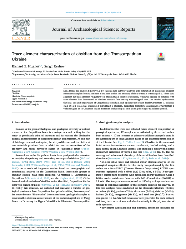 (PDF) Trace element characterization of obsidian from the ...