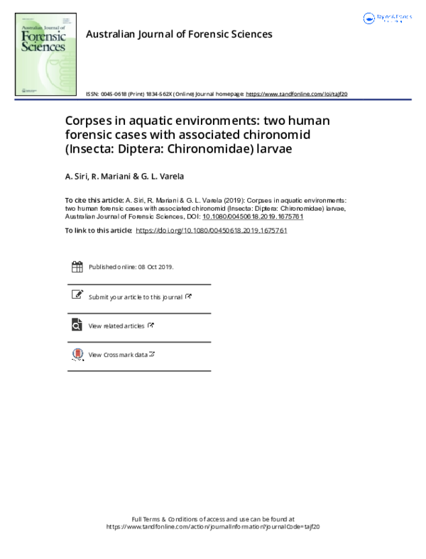(PDF) Corpses in aquatic environments: two human forensic cases with ...