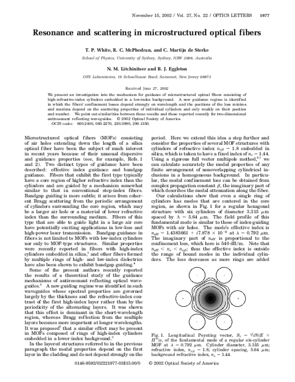 (PDF) Resonance and scattering in microstructured optical fibers