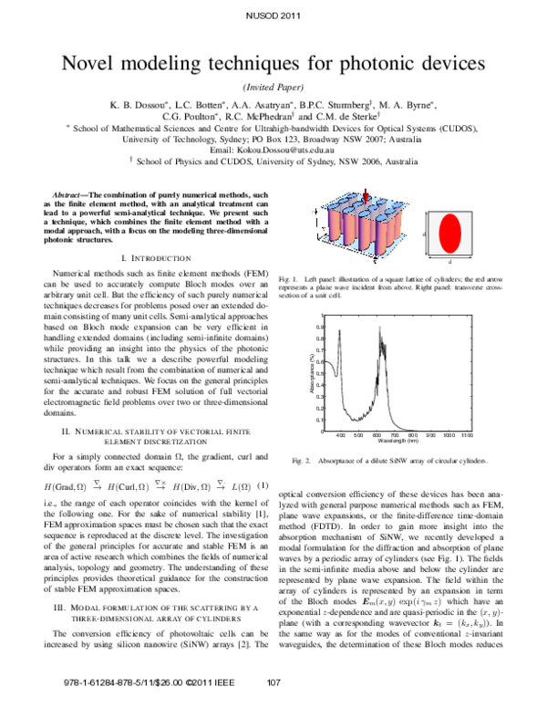 (PDF) Novel modeling techniques for photonic devices | Ross McPhedran - Academia.edu