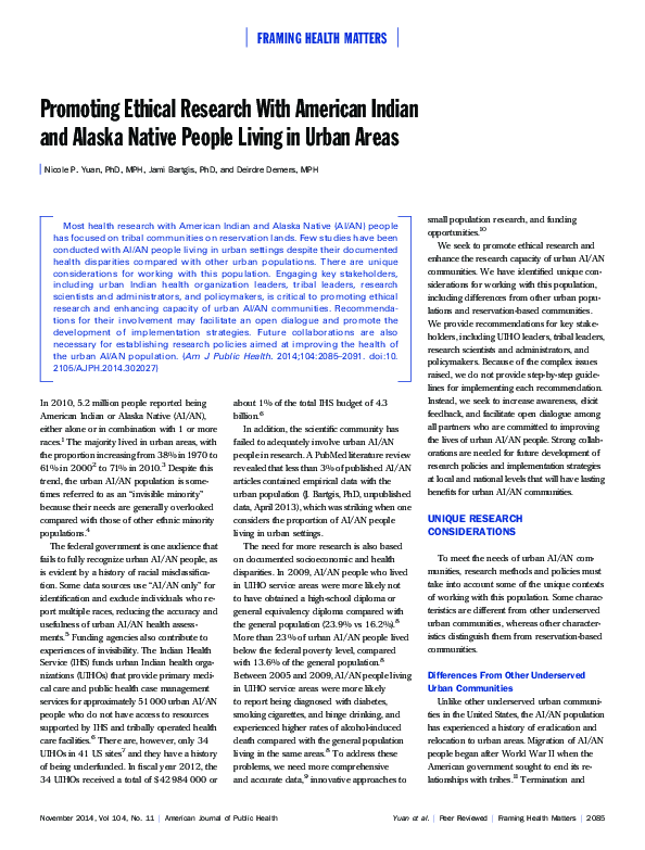 (PDF) Promoting ethical research with American Indian and Alaska Native ...