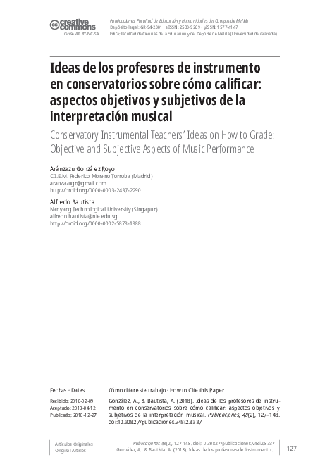 (PDF) Ideas de los profesores de instrumento en conservatorios sobre ...