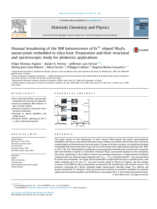 (PDF) Unusual broadening of the NIR luminescence of Er3+-doped Nb2O5 nanocrystals embedded in ...