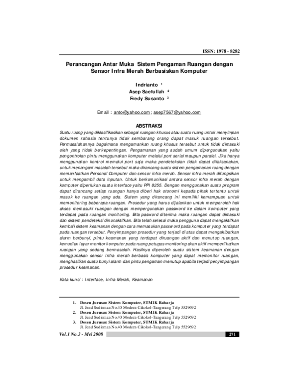 (PDF) Perancangan Antar Muka Sistem Pengaman Ruangan dengan Sensor ...