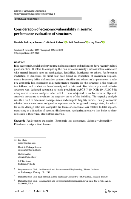 (PDF) Consideration of economic vulnerability in seismic performance ...