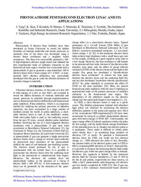 (PDF) Photocathode Femtosecond Electron Linac and Its Applications