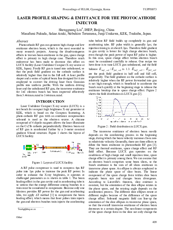 (PDF) Laser Profile Shaping & Emittance for the Photocathode Injector