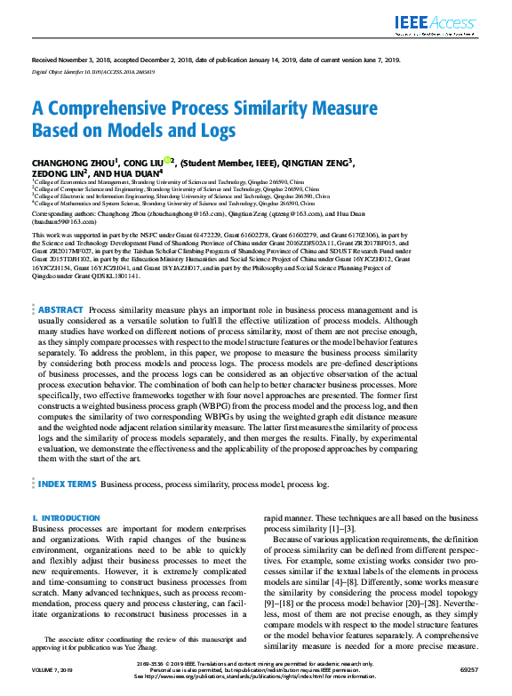 (PDF) A Comprehensive Process Similarity Measure Based on Models and Logs