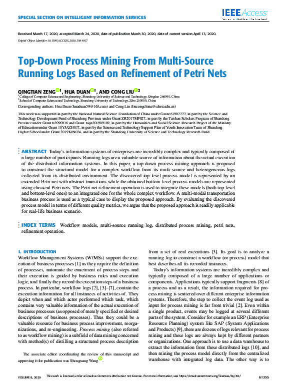 (PDF) Top-Down Process Mining From Multi-Source Running Logs Based on Refinement of Petri Nets