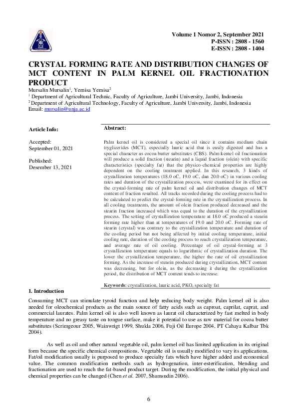 (PDF) Crystal Forming Rate and Distribution Changes of MCT Content in ...