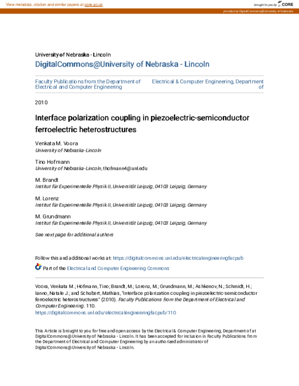 (PDF) Interface polarization coupling in piezoelectric-semiconductor ferroelectric heterostructures