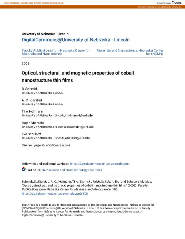 (PDF) Optical, structural, and magnetic properties of cobalt ...