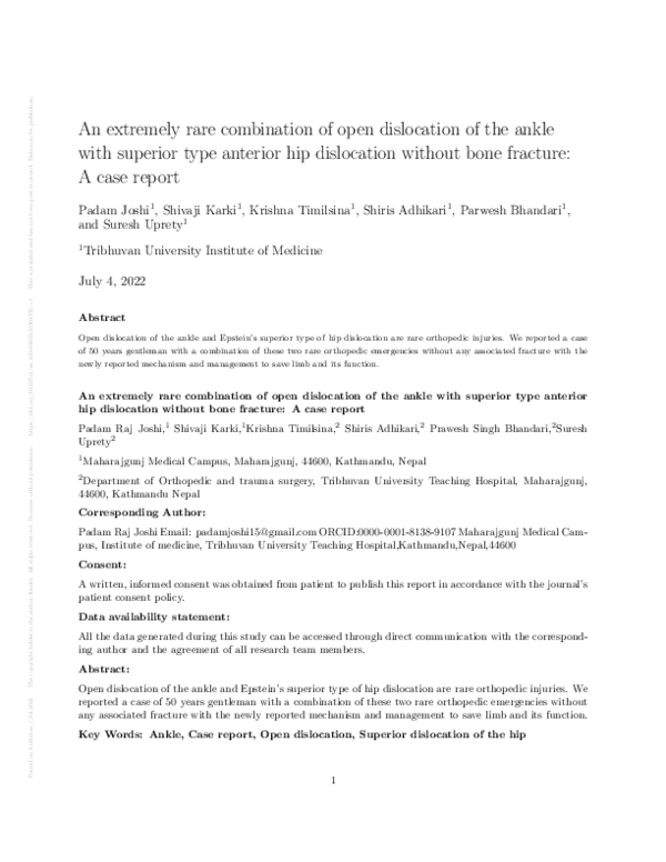 (PDF) An extremely rare combination of open dislocation of the ankle ...