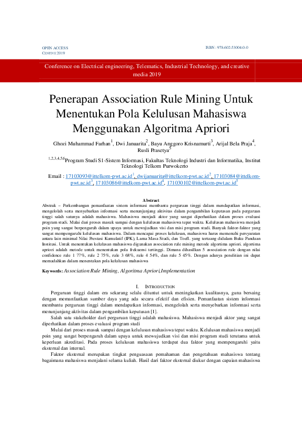 (PDF) Penerapan Association Rule Mining Untuk Menentukan Pola Kelulusan ...