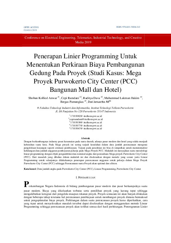 (PDF) Penerapan Linier Programming Untuk Menentukan Perkiraan Biaya ...