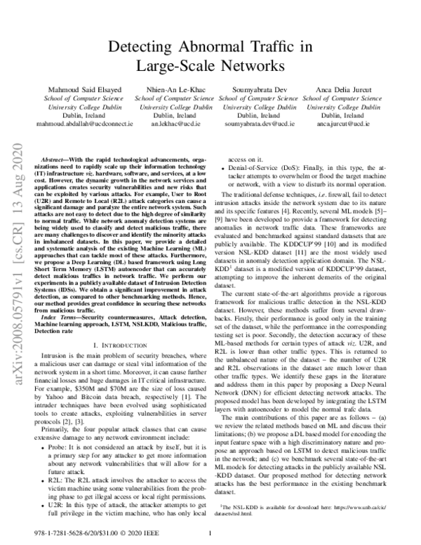 (PDF) Detecting Abnormal Traffic in Large-Scale Networks
