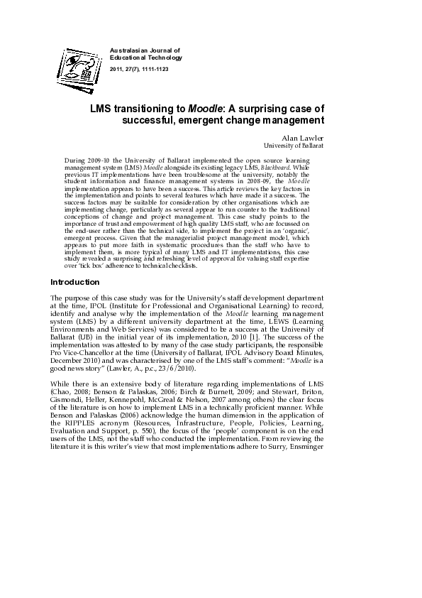 (PDF) LMS transitioning to Moodle: A surprising case of successful ...