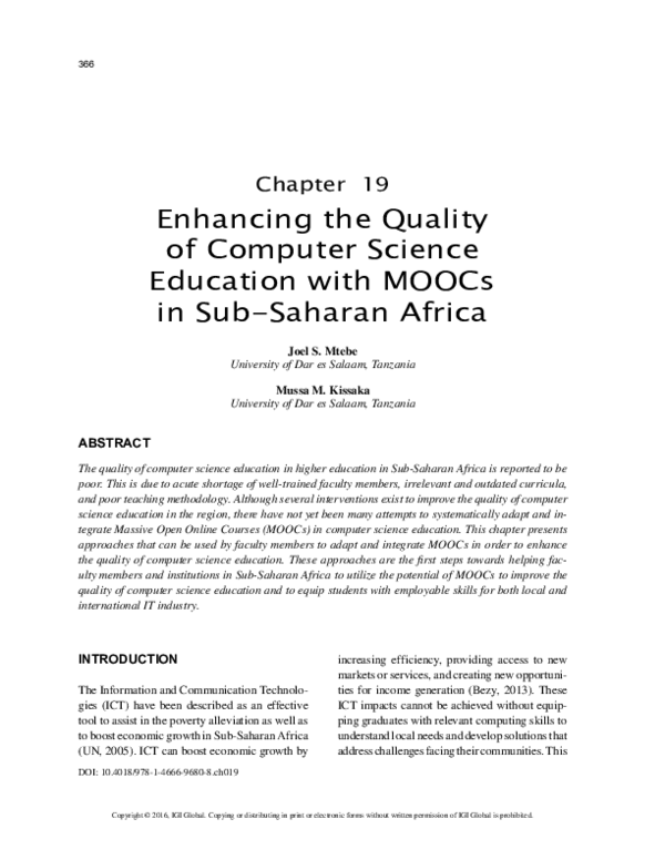 (PDF) Enhancing the Quality of Computer Science Education with MOOCs in ...