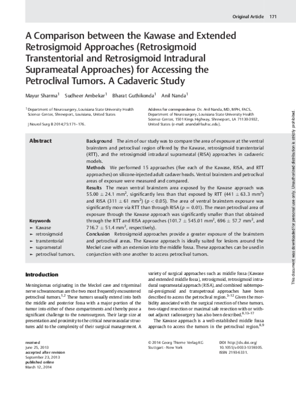 (PDF) A Comparison between the Kawase and Extended Retrosigmoid ...