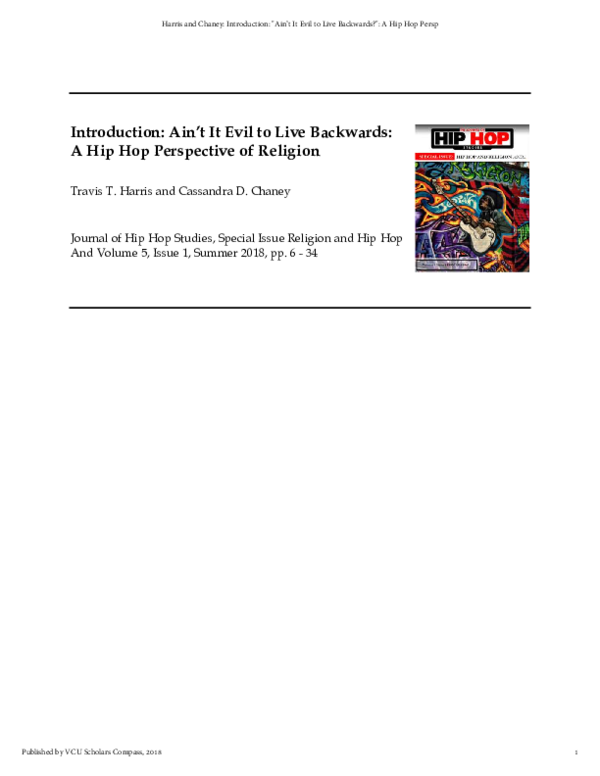 (PDF) Introduction: "Ain't It Evil to Live Backwards?": A Hip Hop ...