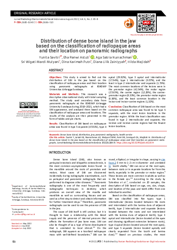 (PDF) Distribution of dense bone island in the jaw based on the ...