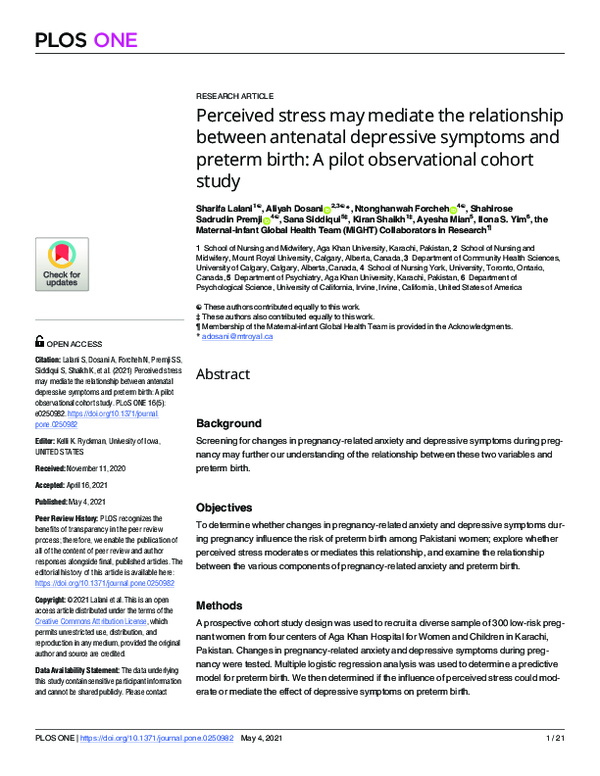 (PDF) Perceived stress may mediate the relationship between antenatal ...