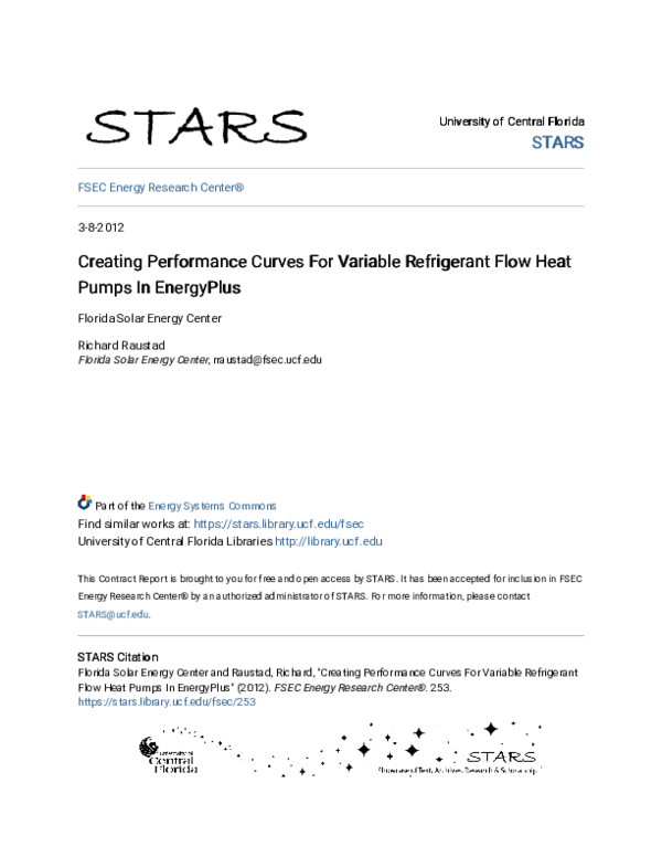 (PDF) Creating Performance Curves for Variable Refrigerant Flow Heat Pumps in EnergyPlus