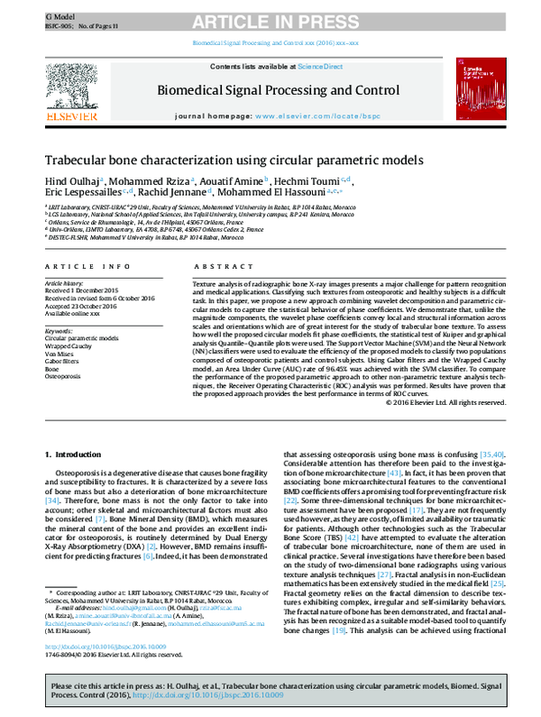 (PDF) Trabecular bone characterization using circular parametric models