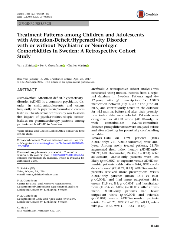 (PDF) Treatment Patterns among Children and Adolescents with Attention-Deficit/Hyperactivity ...