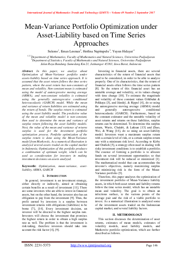 Pdf Mean Variance Portfolio Optimization Under Asset Liability Based
