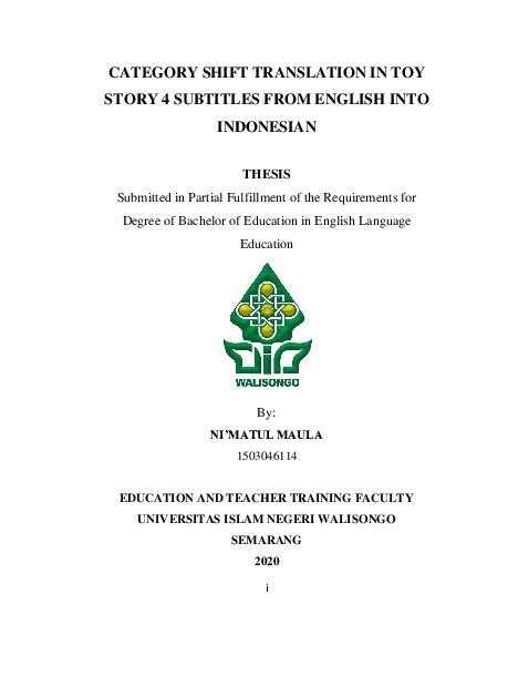 (PDF) Category shift translation in toy story 4 subtitles from English ...