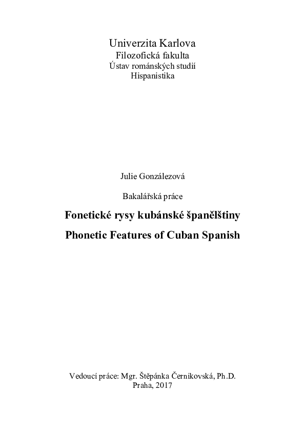 (PDF) Phonetic Features of Cuban Spanish