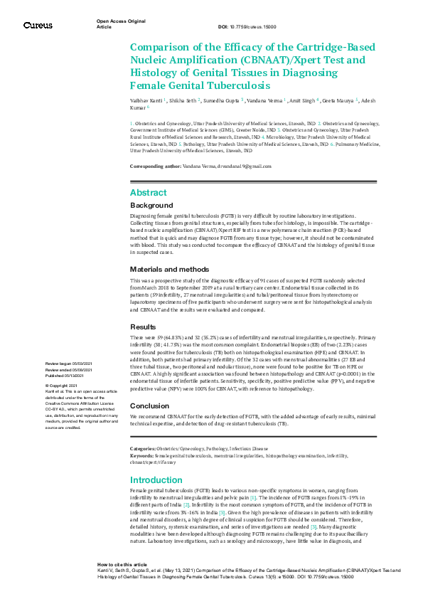 (PDF) Comparison of the Efficacy of the Cartridge-Based Nucleic ...