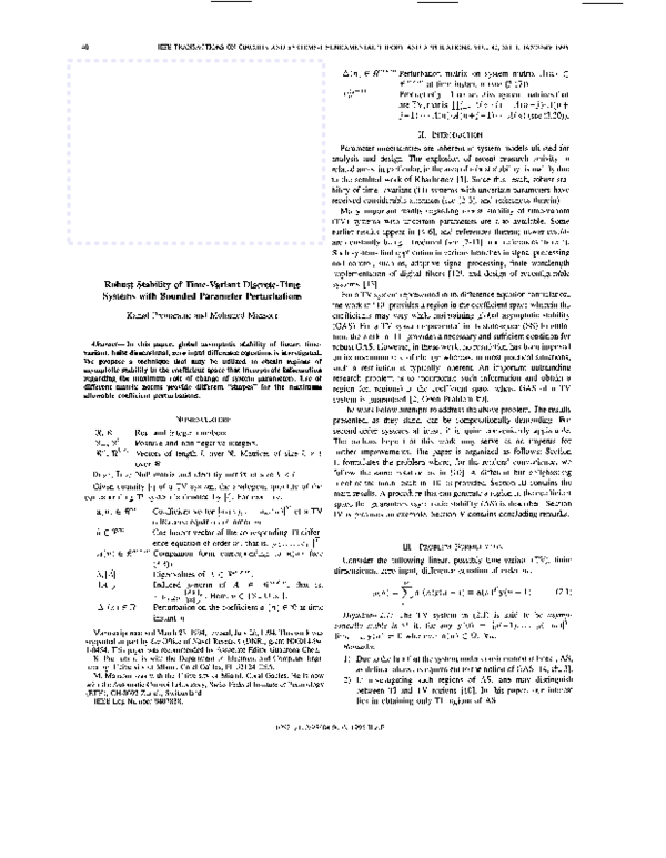 (PDF) Robust stability of time-variant discrete-time systems with bounded parameter perturbations
