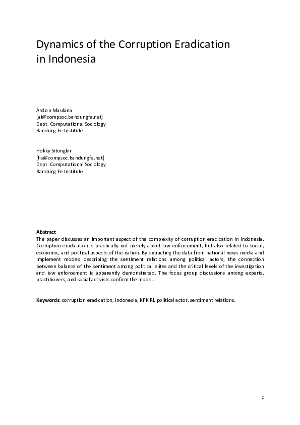 (PDF) Dynamics of the Corruption Eradication in Indonesia