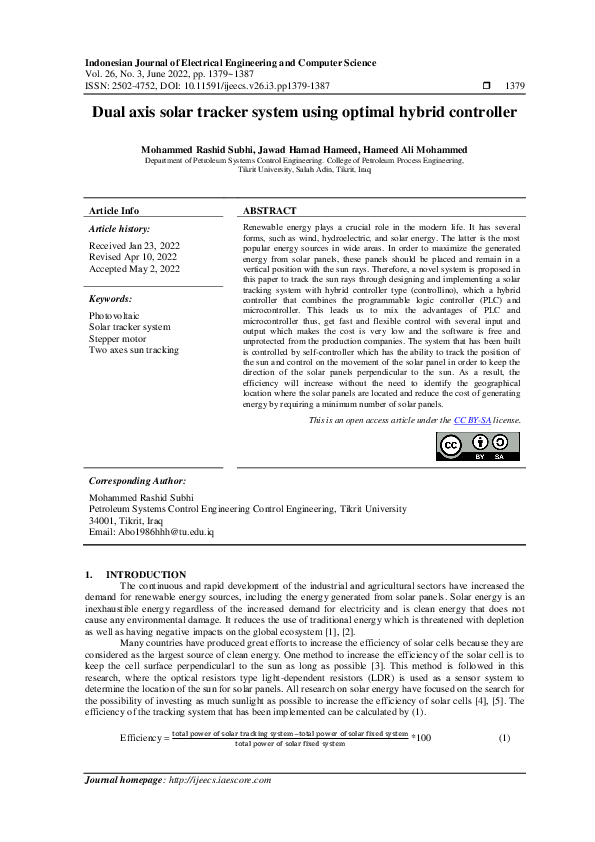 Pdf Dual Axis Solar Tracker System Using Optimal Hybrid Controller