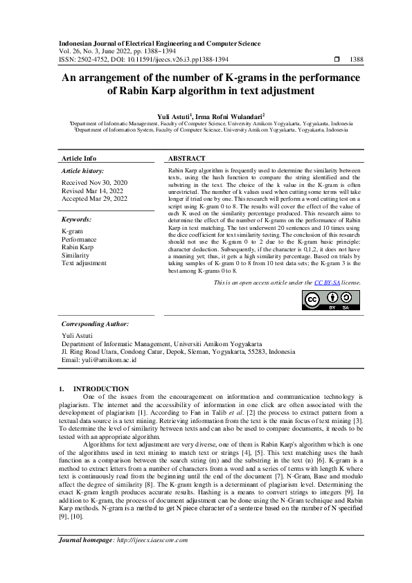 (PDF) An arrangement of the number of K-grams in the performance of Rabin Karp algorithm in text ...