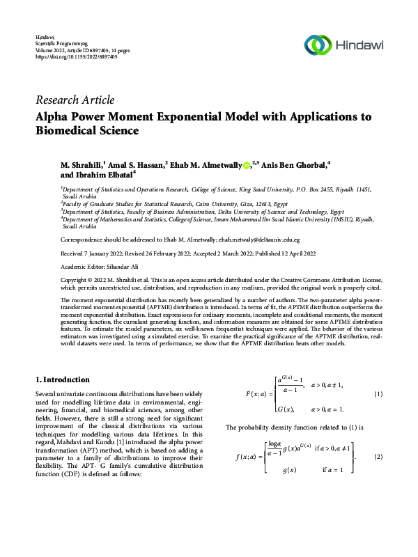 (PDF) Alpha Power Moment Exponential Model with Applications to ...
