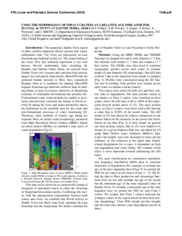 (PDF) Using the Morphology of Impact Craters as a Relative Age ...